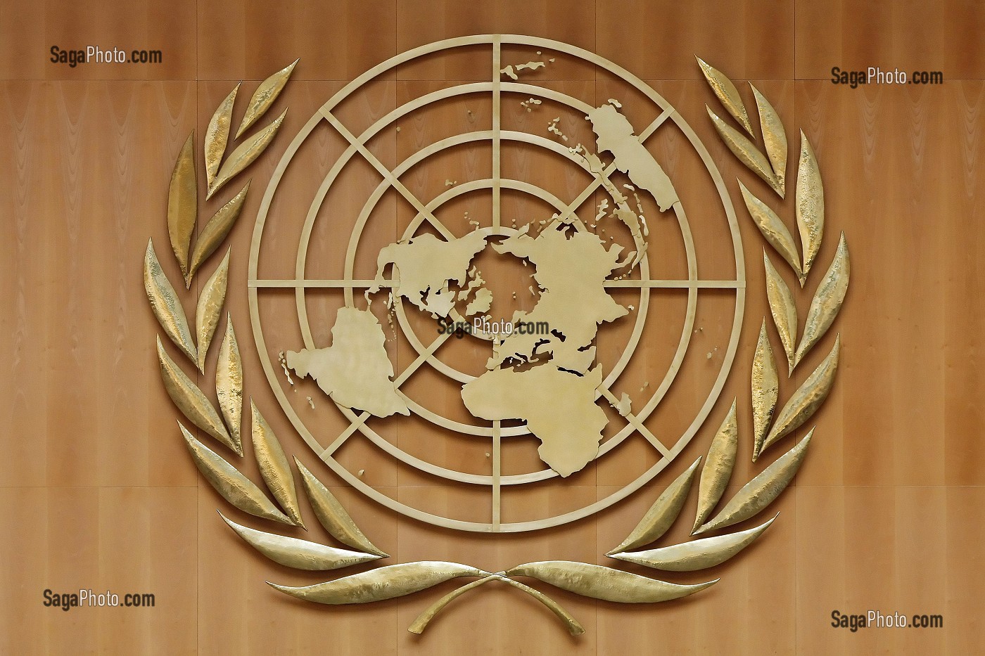 photo de LOGO DORE DE L'ONU DE LA GRANDE SALLE DES ASSEMBLEES DU PALAIS ...