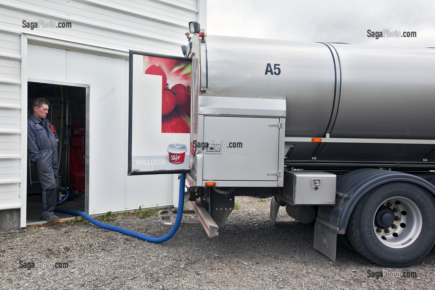 photo de CAMION LAITIER QUI COLLECTE LE LAIT DANS UNE FERME DANS LES ...